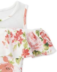 Girls Short Sleeve Mesh Yoke Floral Print Stretch Jacquard Cold ...