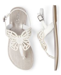 Girls Easter Butterfly Faux Leather Matching T-Strap Sandals | The ...