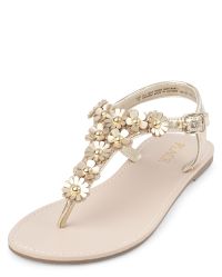 Girls Easter Metallic Studded And Glitter Flower Faux Leather Matching ...