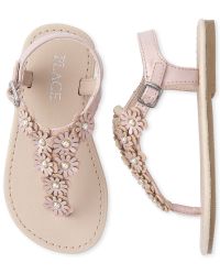 Toddler Girls Easter Flower Faux Leather Matching T-Strap Sandals
