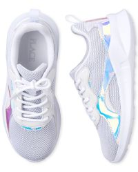 Girls Uniform Holographic Glitter Mesh Running Sneakers | The Children ...