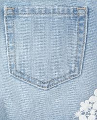 Girls Crochet Denim Shortie Shorts | The Children's Place - LT LARA WASH