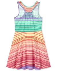 Girls Sleeveless Print Knit Racerback Dress