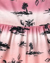 Baby And Toddler Girls Sleeveless Palm Tree Print Knit Tank Dress