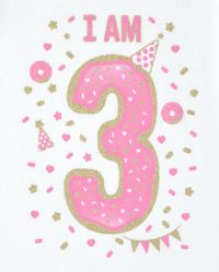 Baby And Toddler Girls Birthday Short Sleeve Glitter 'I Am 3' Graphic ...