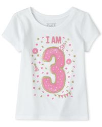 Baby And Toddler Girls Birthday Short Sleeve Glitter 'I Am 3' Graphic ...