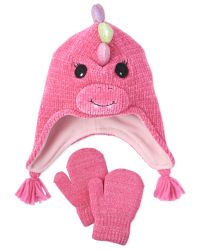 Toddler Girls Dino Hat And Mittens Set | The Children's Place - IN THE PINK
