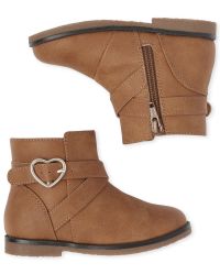 Toddler Girls Heart Buckle Booties | The Children's Place - TAN