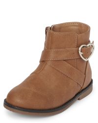 Toddler Girls Heart Buckle Booties | The Children's Place - TAN