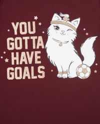 Girls Long Sleeve 'You Gotta Have Goals' Cat Graphic Tee | The Children ...