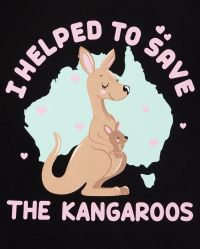 Girls Short Sleeve 'I Helped To Save The Kangaroos' Graphic Tee - BLACK ...