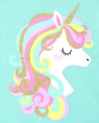 Baby And Toddler Girls Long Sleeve Unicorn Graphic Tee