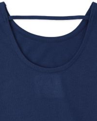 Girls Short Sleeve Graphic Cut Out Top - BLUE | The Children's Place