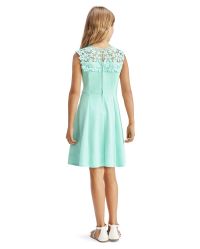 Girls Sleeveless Lace Yoke Knit Stretch Jacquard Dress | The Children's ...