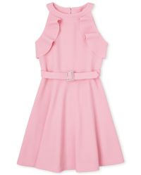 Girls Sleeveless Ruffle Knit Stretch Jacquard Dress | The Children's Place