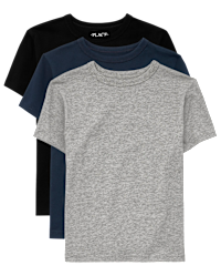 Boys Short Sleeve Regular Basic Layering Tee 3-Pack - MULTI | The ...