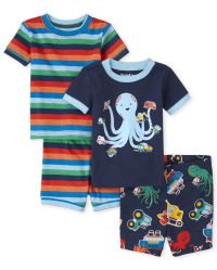 Baby And Toddler Boys Short Sleeve Octopus Snug Fit Cotton Pajamas 2 ...