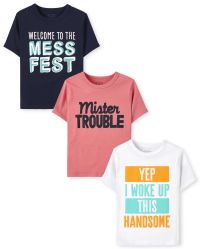 Toddler Boys Short Sleeve Humor Graphic Tee 3-Pack | The Children's ...