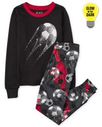 Boys Long Sleeve Glow In The Dark Soccer Snug Fit Cotton Pajamas | The ...