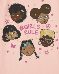Girls Short Sleeve Girls Rule Graphic Tee | The Children's Place - BALLGOWN