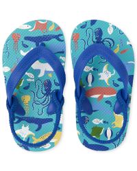 Toddler Boys Sea Creatures Flip Flops | The Children's Place - BLUE
