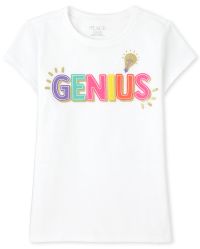 Girls Short Sleeve Genius Graphic Tee | The Children's Place - WHITE