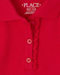Girls Uniform Short Sleeve Ruffle Pique Polo 2-Pack - Plus - RED | The ...