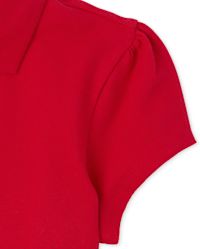 Girls Uniform Short Sleeve Ruffle Pique Polo 2-Pack - Plus - RED | The ...