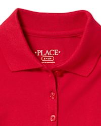 Girls Uniform Short Sleeve Ruffle Pique Polo 2-Pack - Plus - RED | The ...