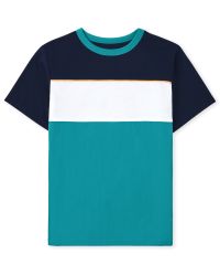 Boys Mix And Match Short Sleeve Colorblock Top - BLUE | The Children's ...