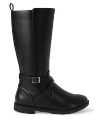 Girls Faux Leather Buckle Tall Boots | The Children's Place - BLACK