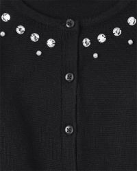 Girls Long Sleeve Jeweled Cardigan - BLACK | The Children's Place CA
