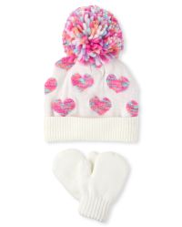 Toddler Girls Heart Hat And Mittens Set | The Children's Place - MULTI CLR