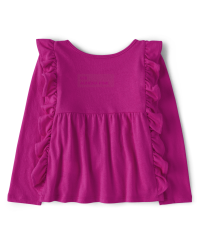 Toddler Girls Long Sleeve Ruffle Empire Top And Floral Print Ruffle ...