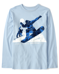 Boys Long Sleeve Snowboard Graphic Tee | The Children's Place - CLOUDLESS