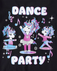 Girls Long Sleeve Dance Party Graphic Tee | The Children's Place - BLACK