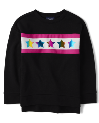 Girls Active Long Sleeve Colorblock Star Top | The Children's Place - BLACK