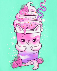 Girls Short Sleeve Cat Milkshake Graphic Tee | The Children's Place CA ...