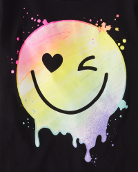 Girls Short Sleeve Happy Face Graphic Tee | The Children's Place - Black