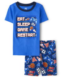 Boys Glow In The Dark Short Sleeve Gamer Snug Fit Cotton Pajamas | The ...
