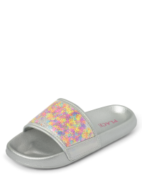Girls Confetti Shaker Star Glitter Slides - SILVER | The Children's Place