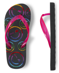 Girls Happy Face Flip Flops | The Children's Place - BLACK
