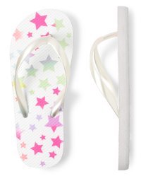 Girls Rainbow Star Flip Flops - WHITE | The Children's Place