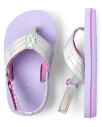 Toddler Girl Holographic Flip Flops | The Children's Place - SILVER