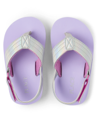 Toddler Girl Holographic Flip Flops | The Children's Place - SILVER