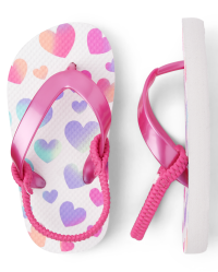 Toddler Girls Rainbow Heart Flip Flops | The Children's Place - WHITE
