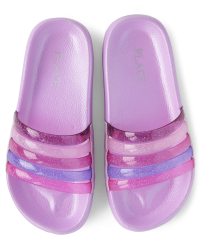 Girls Glitter Colorblock Slides | The Children's Place - PURPLE