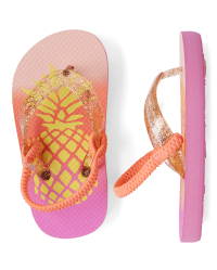 Toddler Girls Foil Pineapple Flip Flops | The Children's Place - GOLD