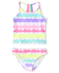 Girls Sleeveless Rainbow Tie Dye Tankini Swimsuit | The Children's ...