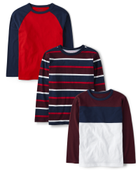 Boys Mix And Match Long Sleeve Colorblock Top 3-Pack | The Children's ...